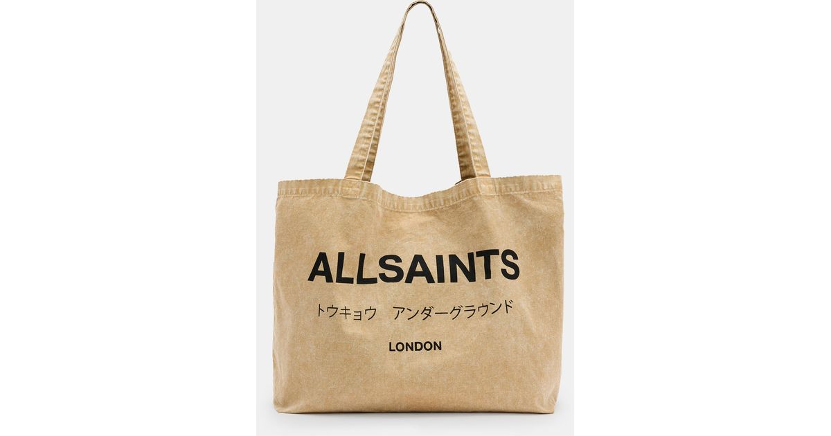 AllSaints Underground Acid Wash Logo Tote Bag in Natural for Men | Lyst ...