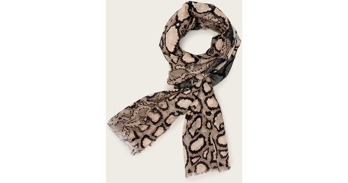 AllSaints Flow Snake Print Logo Pareo Scarf in White | Lyst
