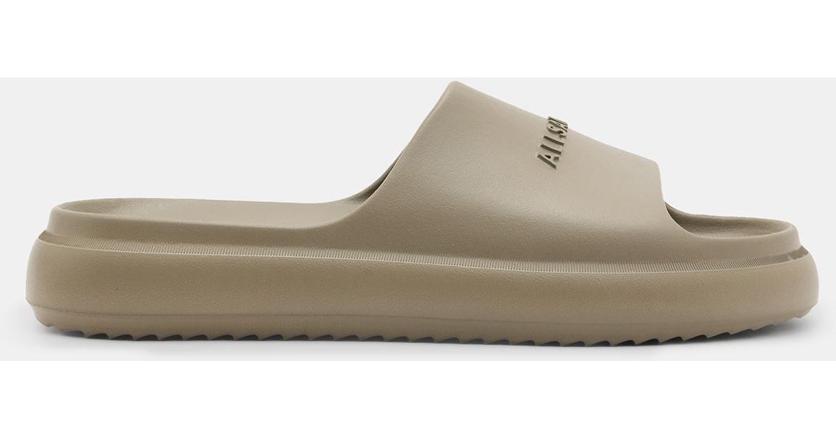 AllSaints Dune Slip On Logo Sliders in Gray for Men | Lyst