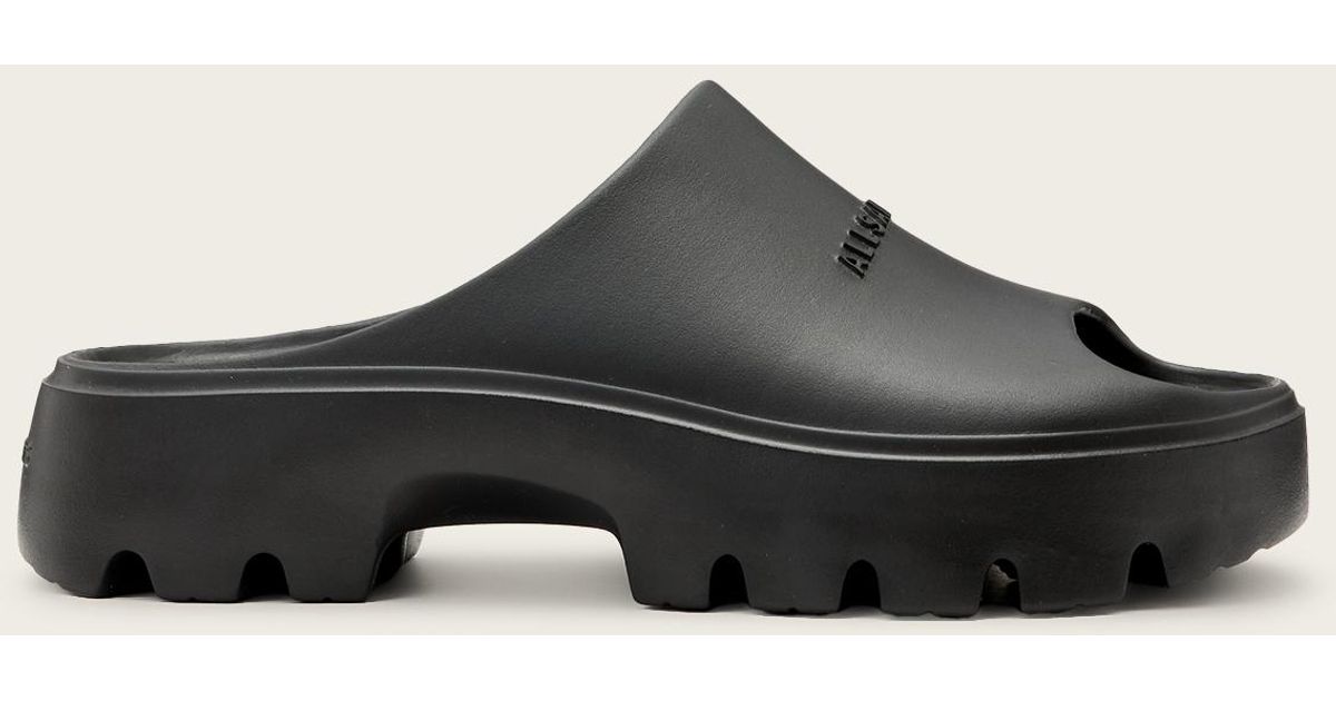 AllSaints Eclipse Flatform Logo Sliders in Black | Lyst