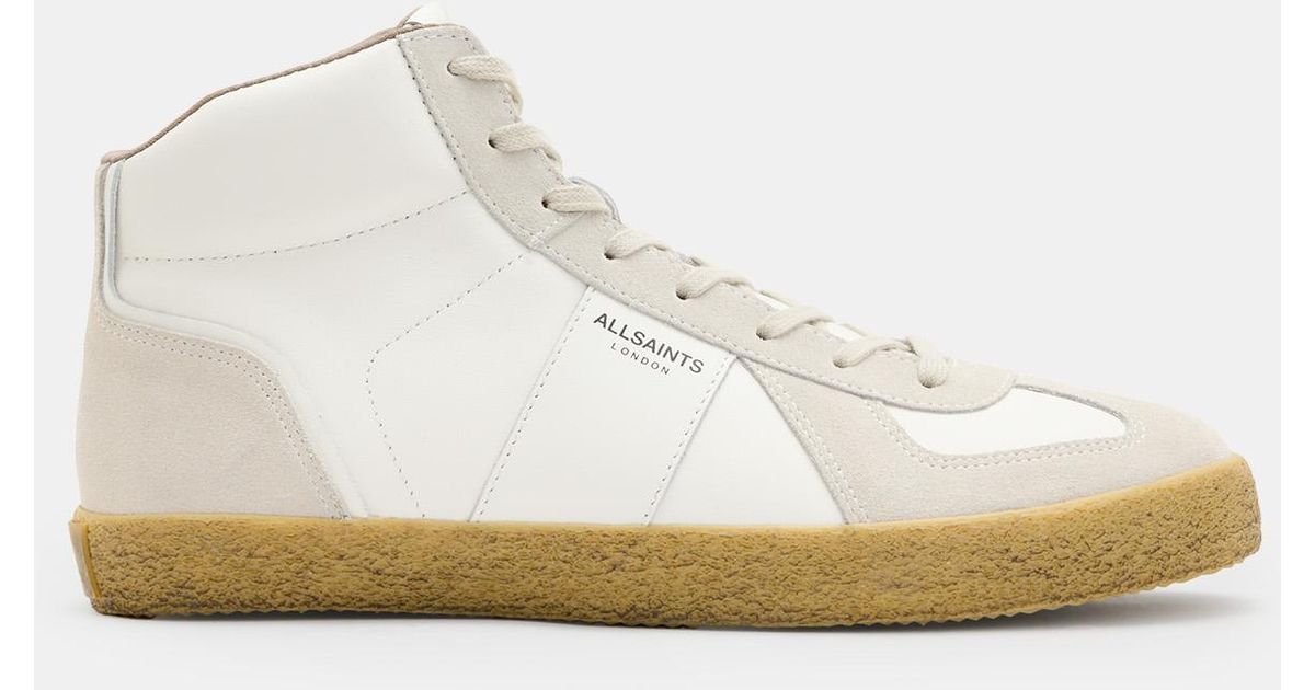AllSaints Jaimee High Top Leather Sneakers in White for Men | Lyst