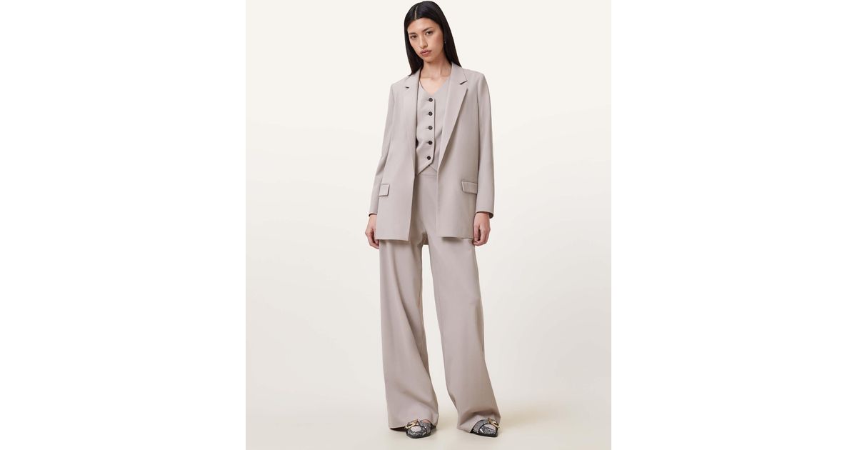 AllSaints Aleida Lightweight Tri Blazer,, Greige in Natural | Lyst UK