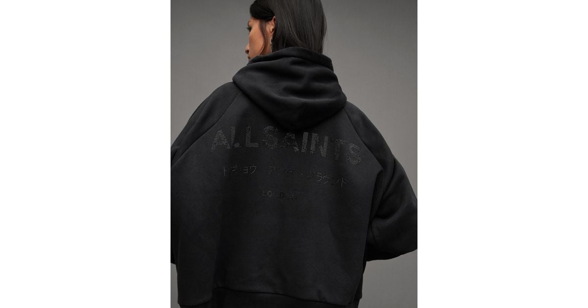 AllSaints Talon Logo Oversized Hoodie in Black | Lyst