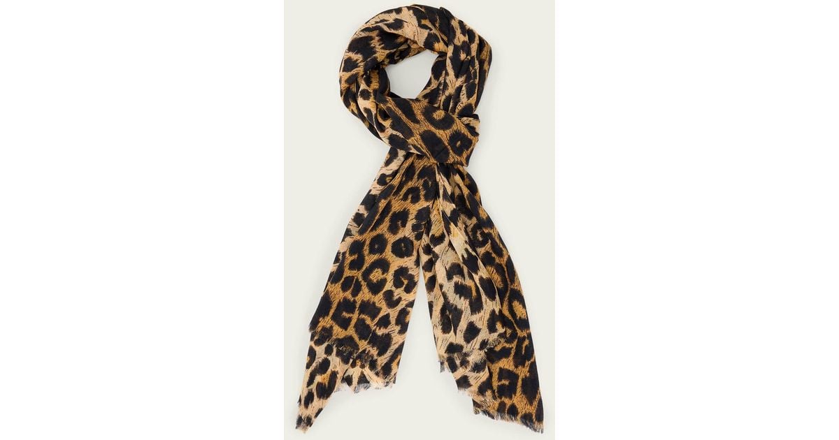 AllSaints Leia Leopard Print Cotton Scarf in Natural | Lyst UK
