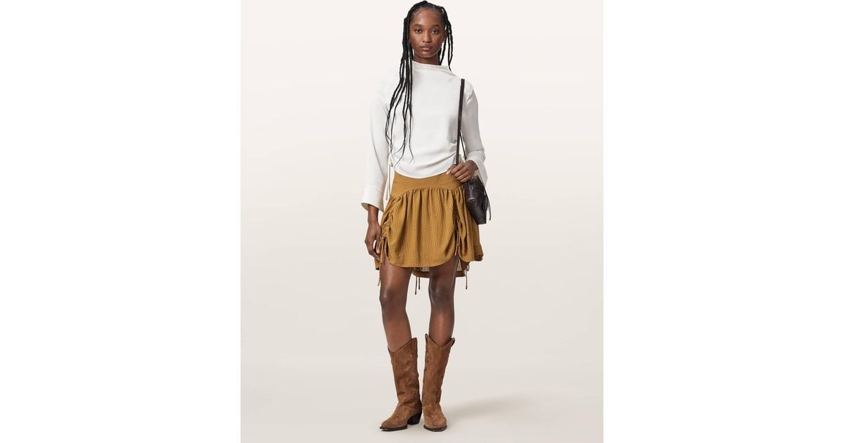 AllSaints Aria Check Mini Skirt in Natural | Lyst UK