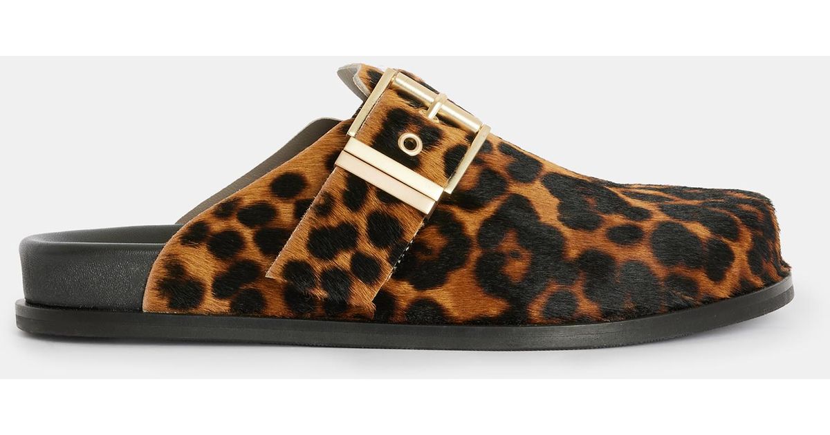 AllSaints Venus Leopard Print Mule Slip On Shoe in Brown | Lyst
