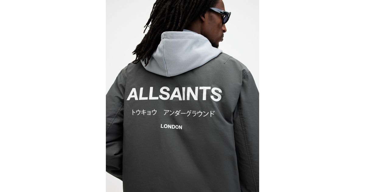 AllSaints Underground Logo Coach Jacket in Black for Men | Lyst