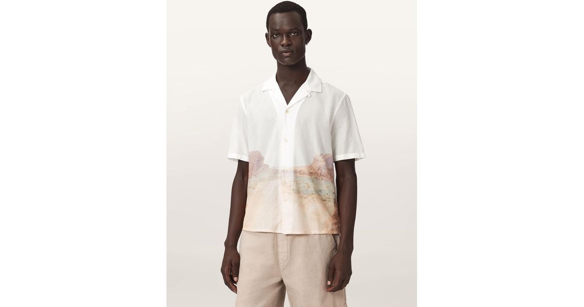 AllSaints Monument Short Sleeve Boxy Shirt in Natural for Men | Lyst