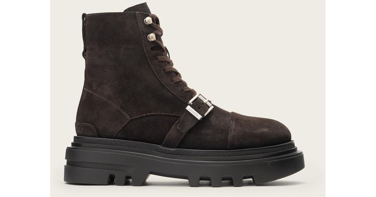 AllSaints Astrid Suede Boots in Black | Lyst
