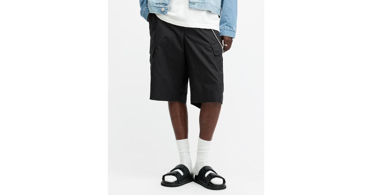 AllSaints Ardy Wide Fit Cargo Shorts, in Black for Men | Lyst