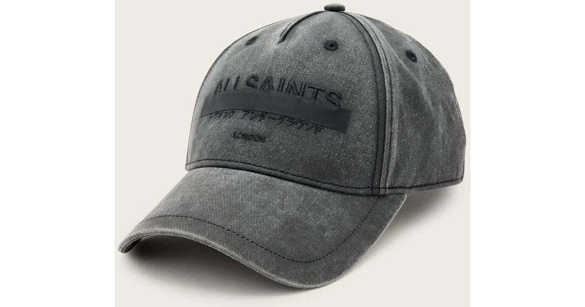 AllSaints Redact Logo Print Baseball Cap in Gray for Men | Lyst