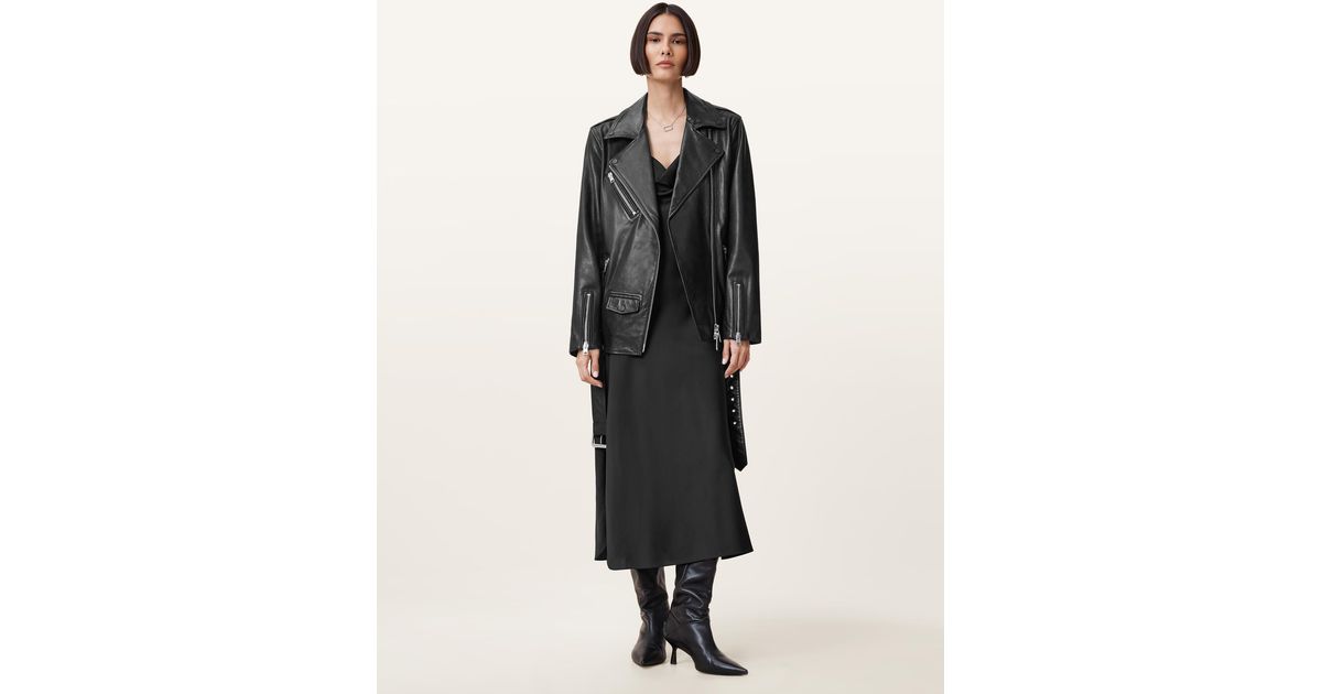 AllSaints Billie Relaxed Fit Leather Biker Jacket in Black | Lyst UK