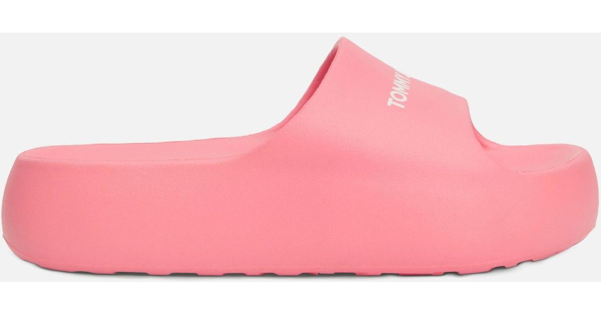 Tommy Hilfiger Chunky Platform Pool Slides in Pink | Lyst