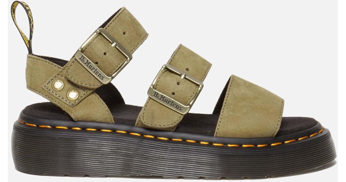 Dr. Martens Gryphon Tumbled Nubuck Leather Platform Sandals in Green | Lyst
