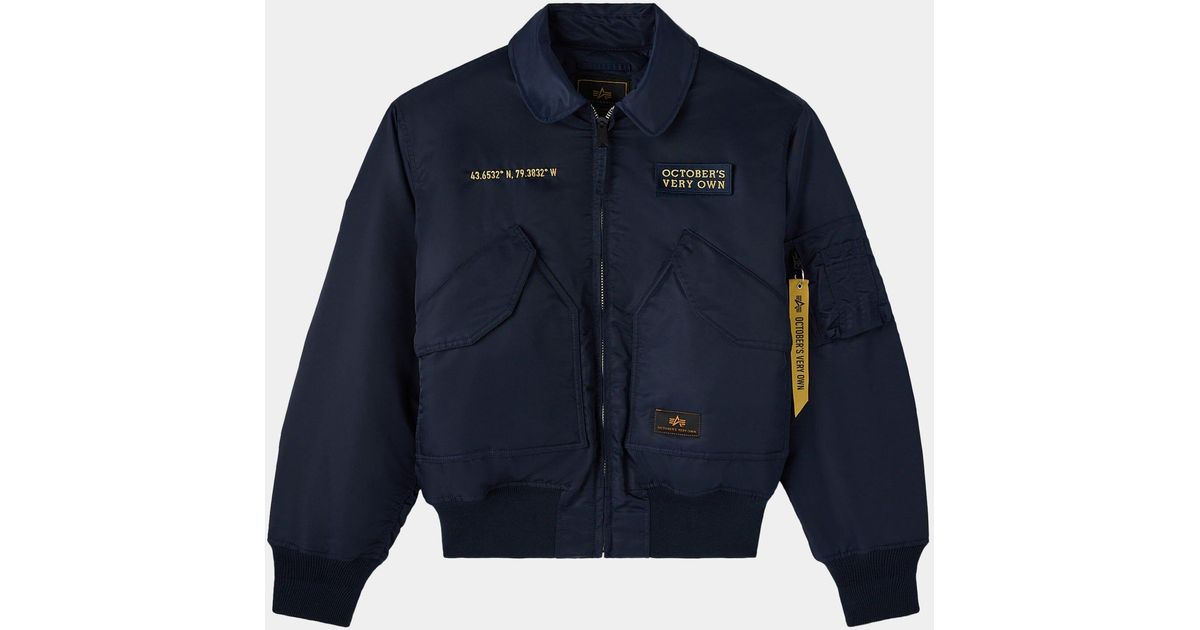Alpha Industries Ovo X Alpha Cwu 45/p Bomber Jacket in Blue | Lyst