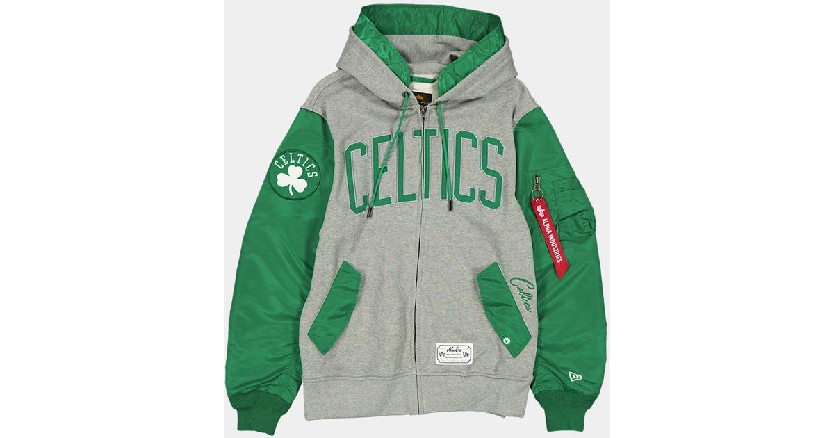 KTZ Boston Celtics X Alpha X Ma-1 Zip Up Hoodie in Green for Men | Lyst