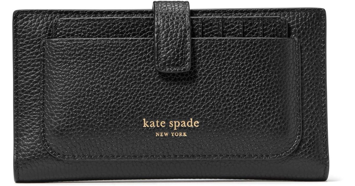 Kate Spade Ava Pebbled Leather 2 In 1 Bifold Wallet in Black | Lyst