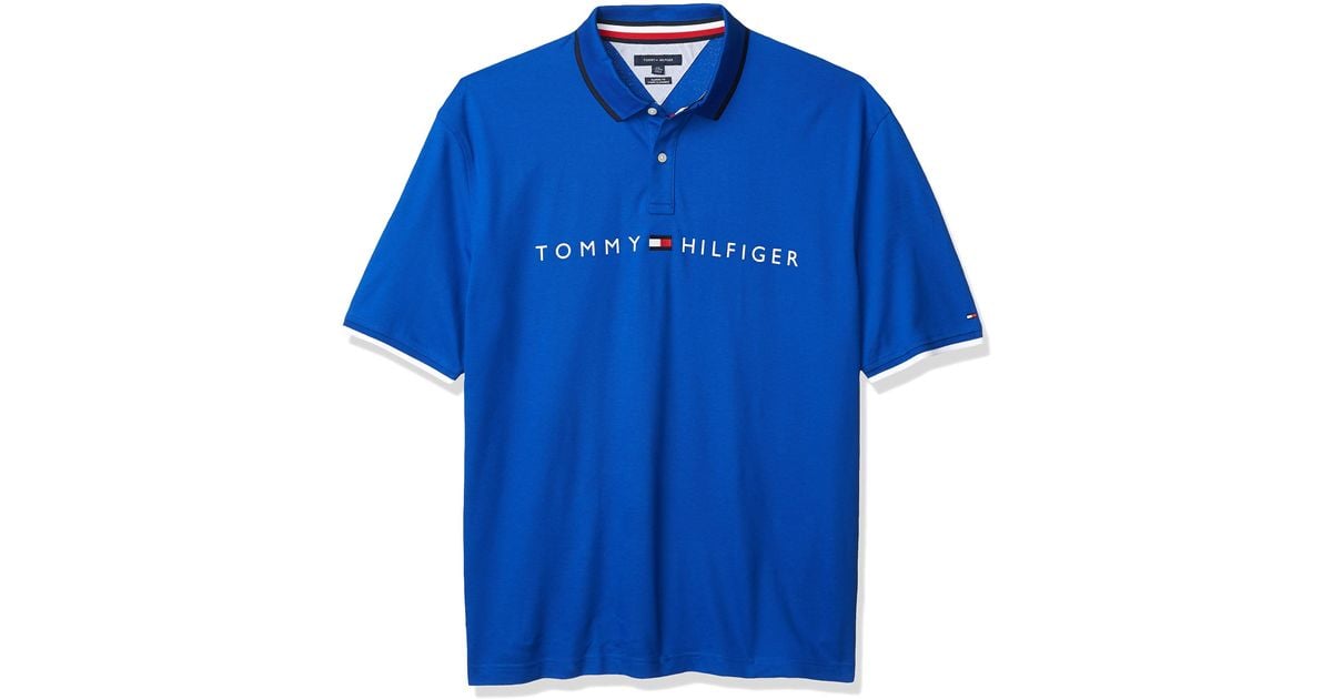 Tommy Hilfiger Flag Pride Polo Shirt In Custom Fit In Cobalt Blue For