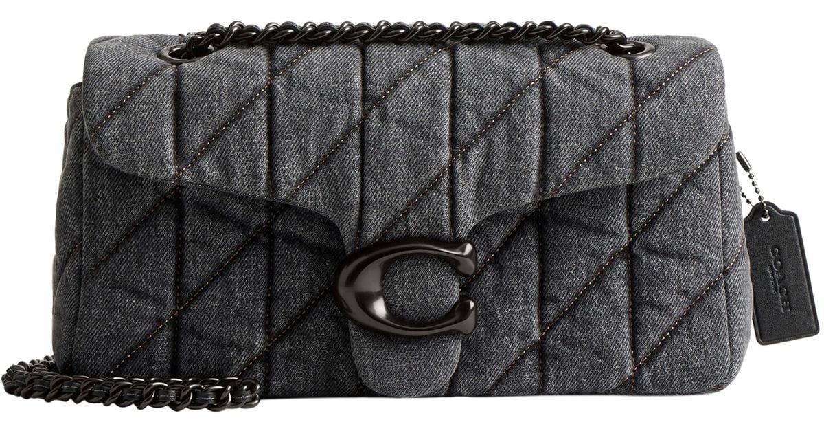 COACH Denim Quilted Tabby Shoulder Bag 26 With Chain in Black | Lyst