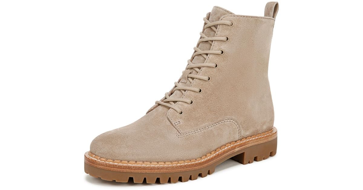 Vince S Cabria Lug Sole Combat Boot Ankle Boot Dark Clay Beige Suede 8 ...
