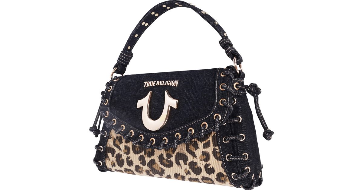 TRUE RELIGION Denim Eyelet Trim Flap Bag in Blue | Lyst