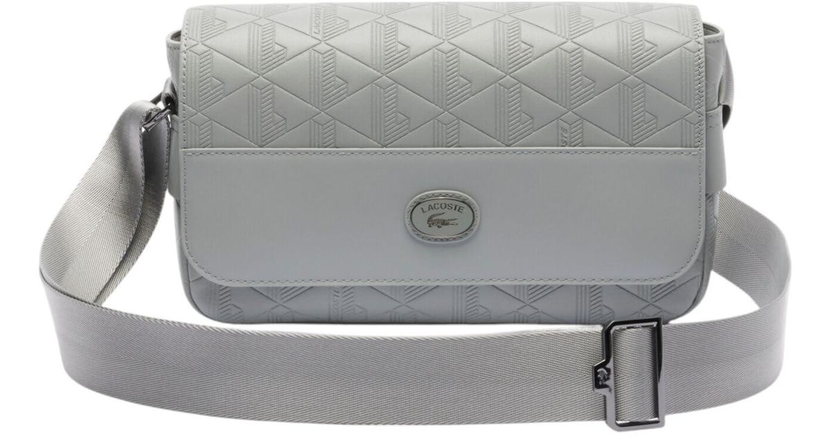 Lacoste Monogram Crossover Bag in Gray | Lyst