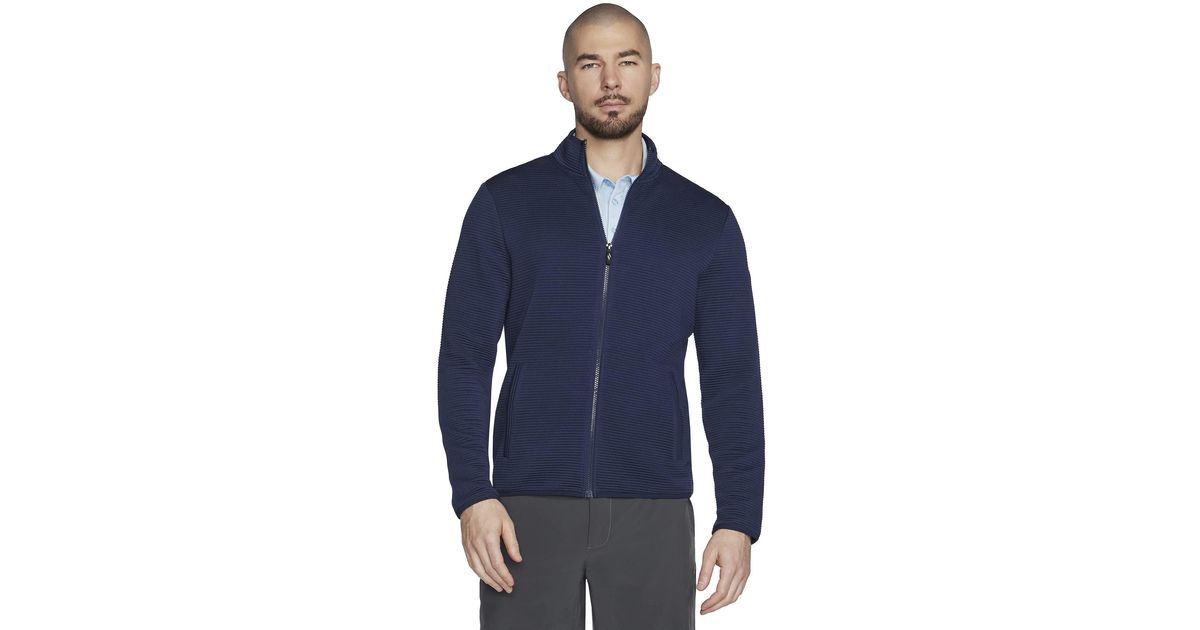 Skechers Cozy Fit Hoodless Hoodie Ottoman Jacket in Blue for Men | Lyst