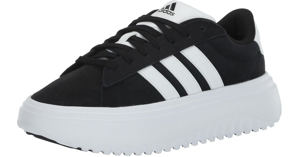 adidas Grand Court Platform Suede in Black | Lyst