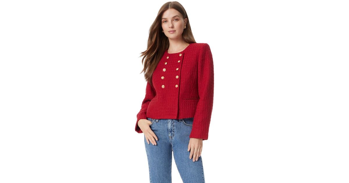 Sam Edelman S Fiona Double Breasted Collarless Blazer Standard in Red ...