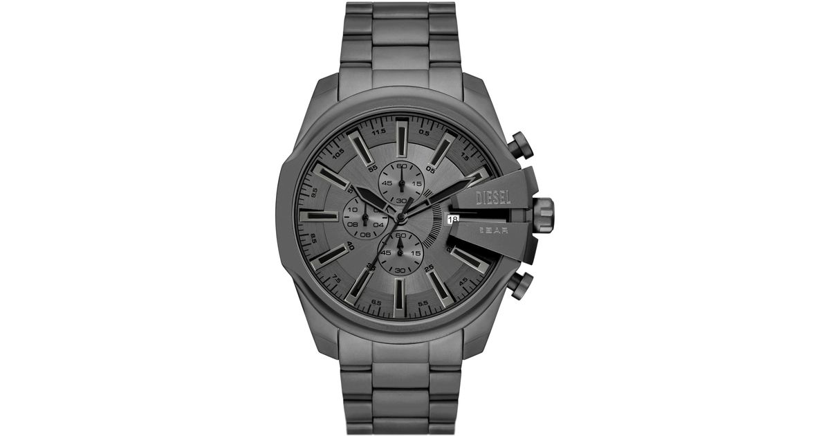 DIESEL Mega Chief Slim Chronograph Gray Stainless Steel Watch for Men ...