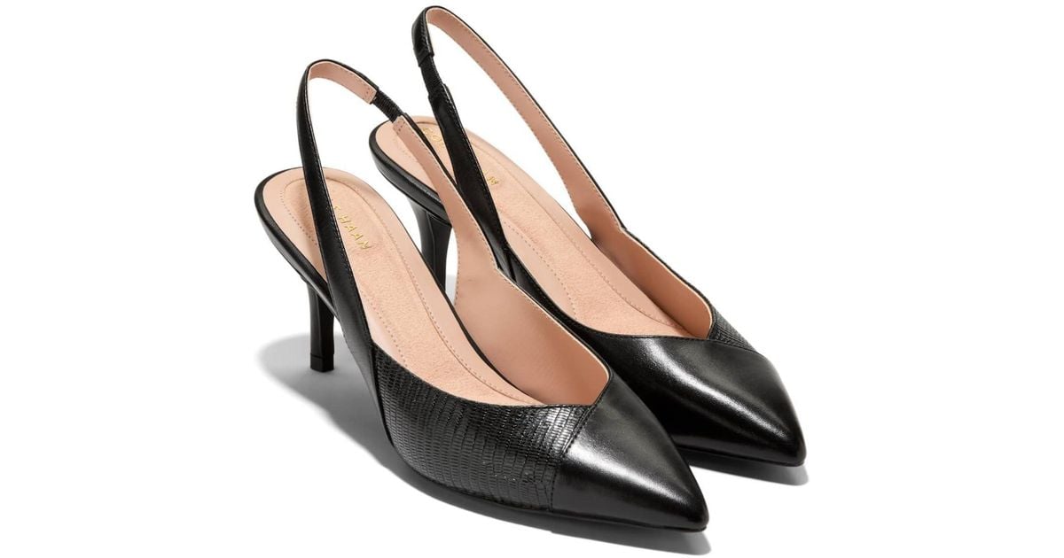 Cole Haan The Go-To Slingback Pump 65Mm ( Leather/ Lizard Print Leather) High Heels in Black | Lyst