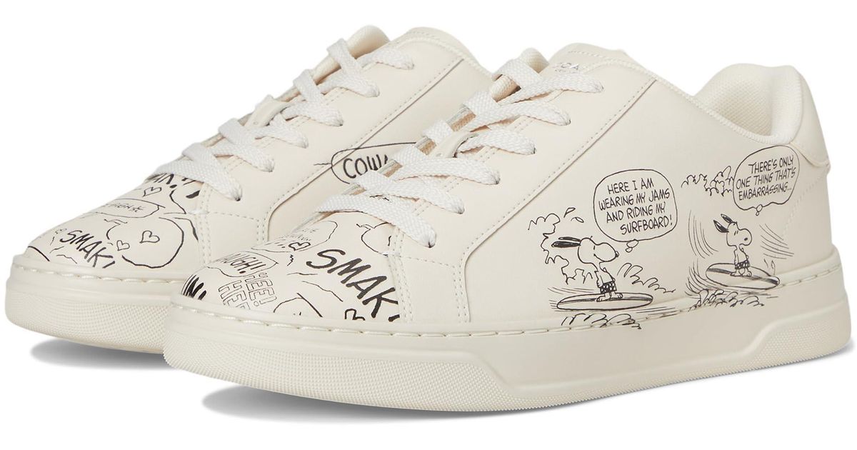 COACH Peanuts Comic High Line Leather Sneakers Shoes Chalk/Multi in ...