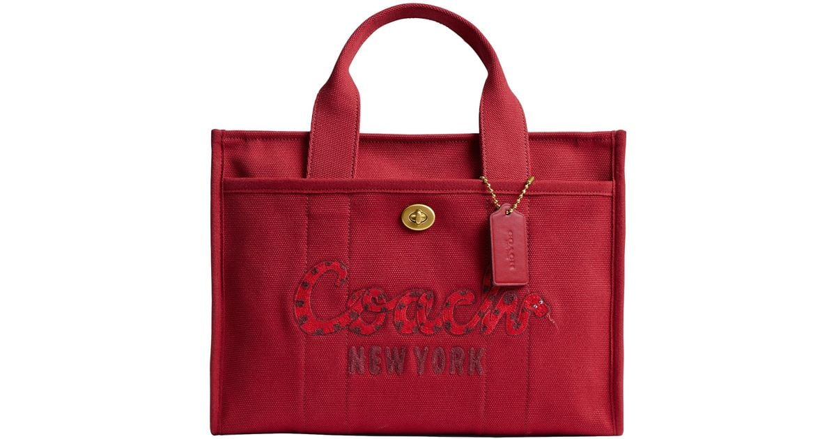 COACH Cargo Tote in Red | Lyst