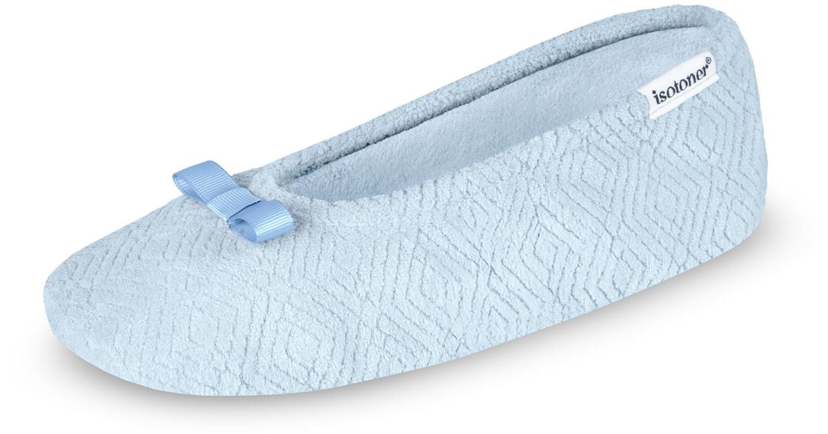 Isotoner Diamond Microterry Gemma Ballerina Slippers-suede Sole With ...