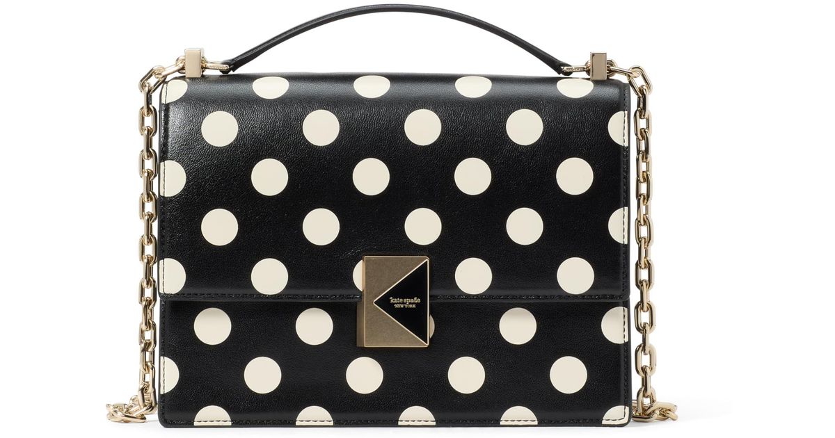 Kate Spade Deco Dot Fine Grain Leather Chain Shoulder in Black | Lyst
