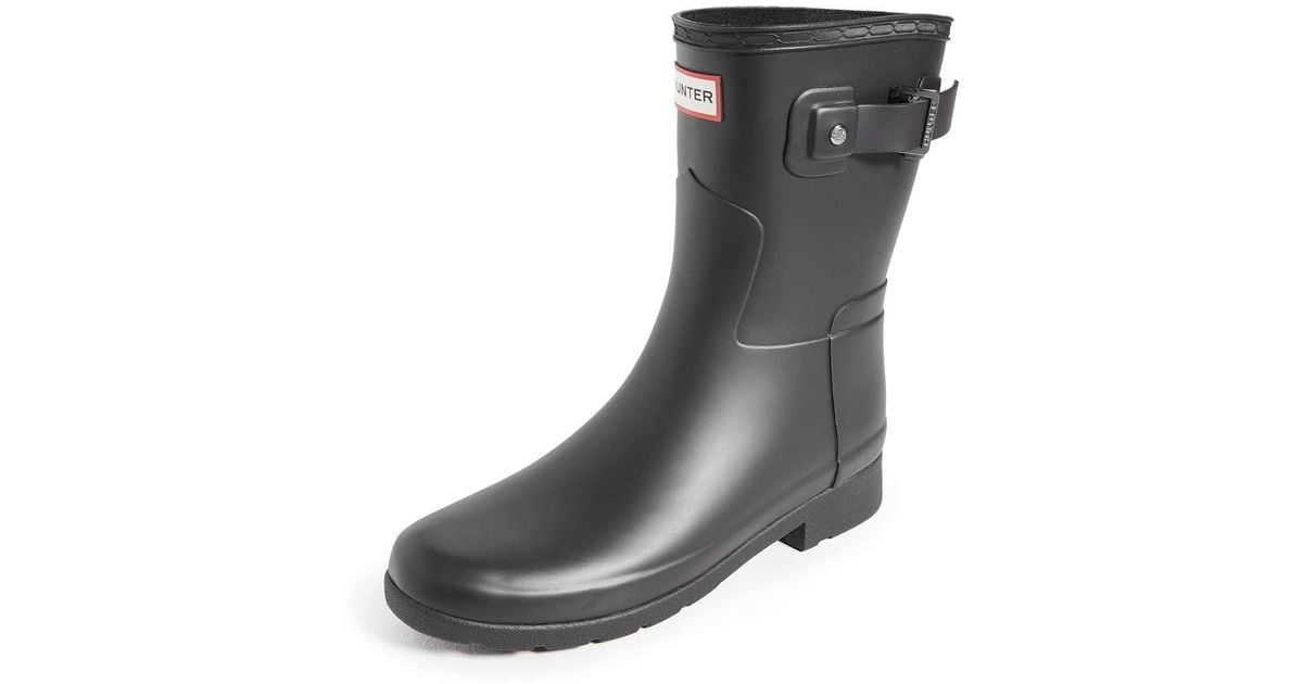 HUNTER Refined Short Rain Boot in Black | Lyst