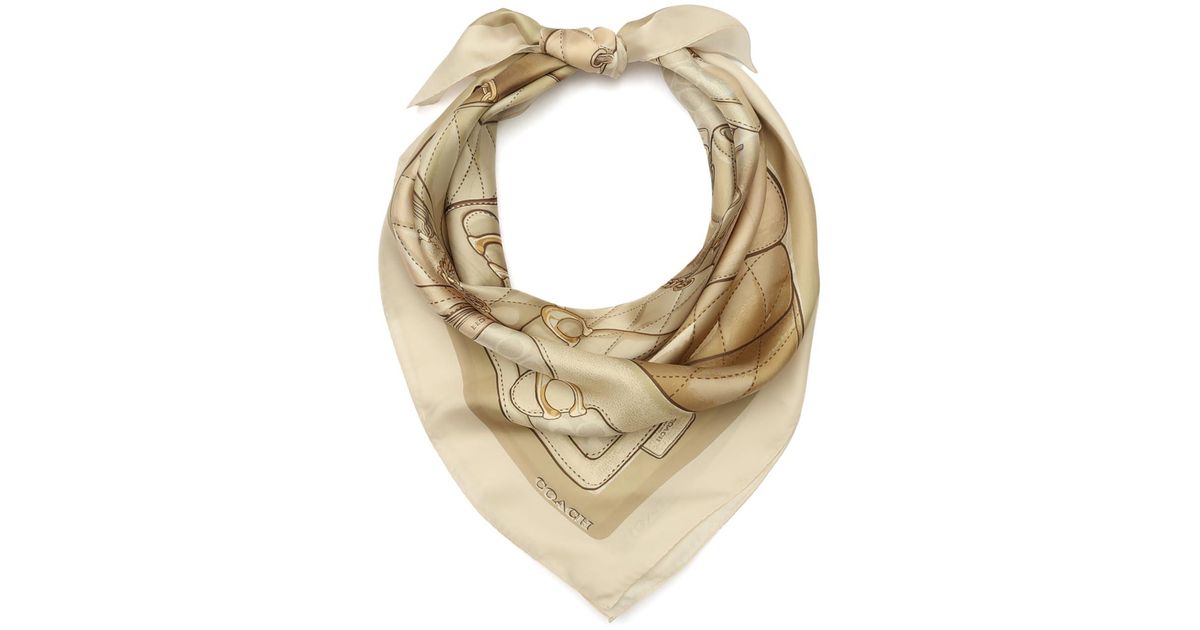 COACH Stacked Tabby Printed Silk Square in Metallic | Lyst