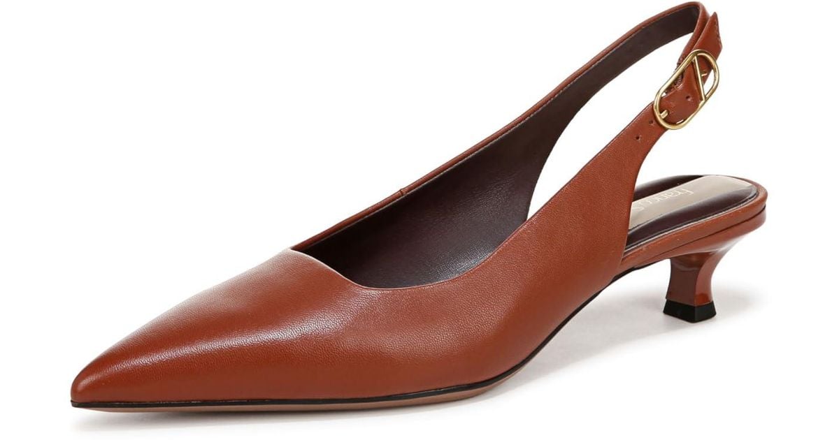 Franco Sarto S Marlow Slingback Kitten Heel Acorn Brown Leather 9.5 W ...