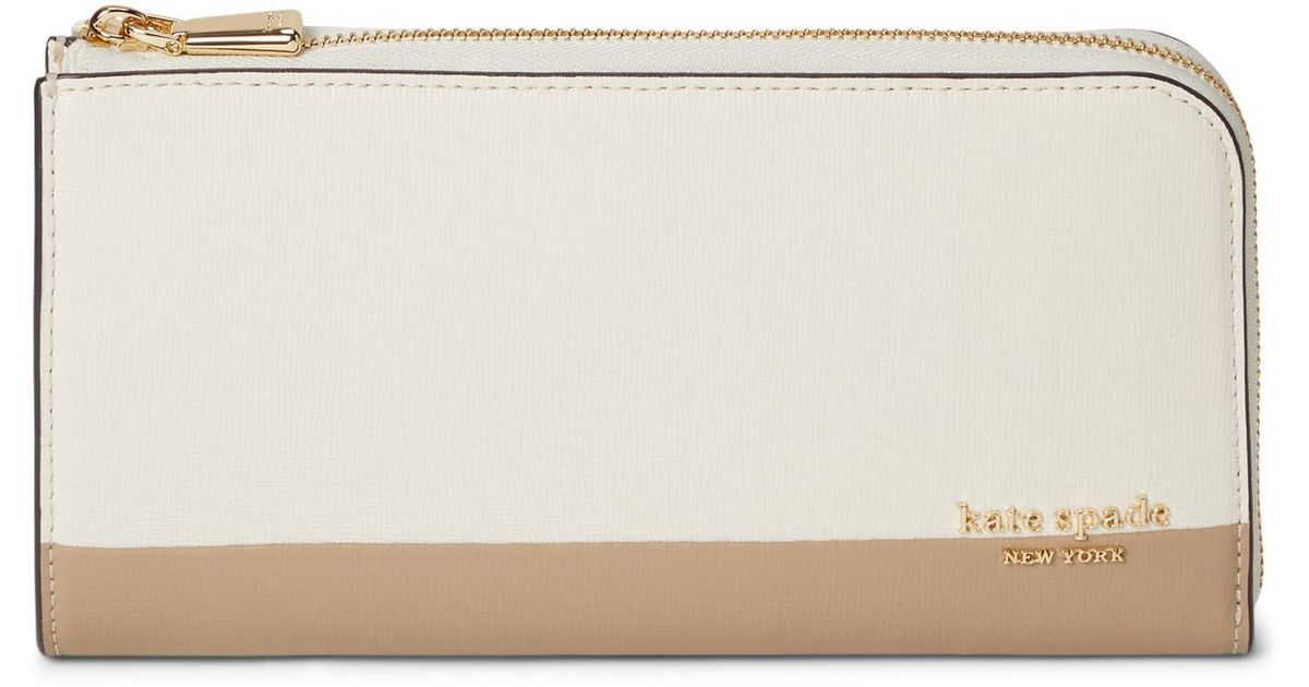 Kate Spade Zip Around Continental Wallet in Natural | Lyst
