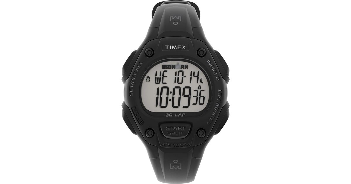 Timex Ironman Classic 30 34mm Resin Strap Watch – Black Case & Top Ring ...