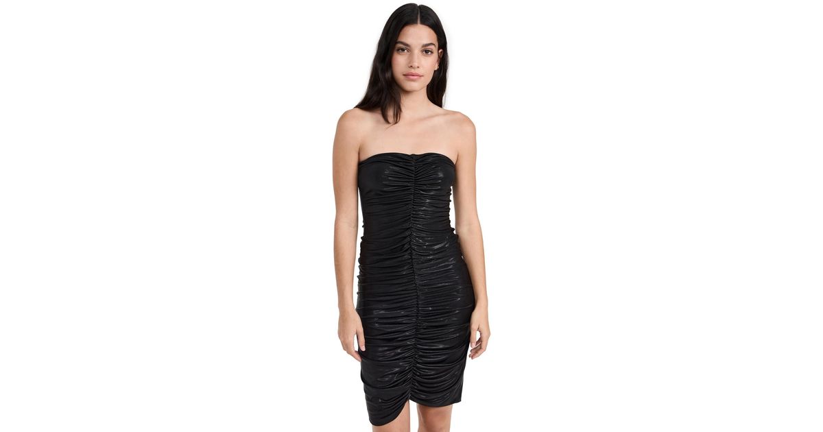 Norma Kamali Strapless Shirred Front Dress To Knee in Black | Lyst