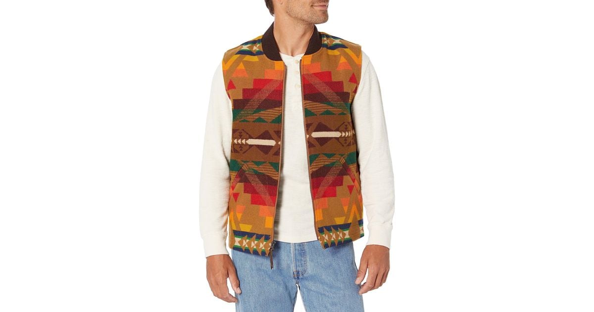 Pendleton Colton Quilted Wool Zip Vest in Red for Men | Lyst