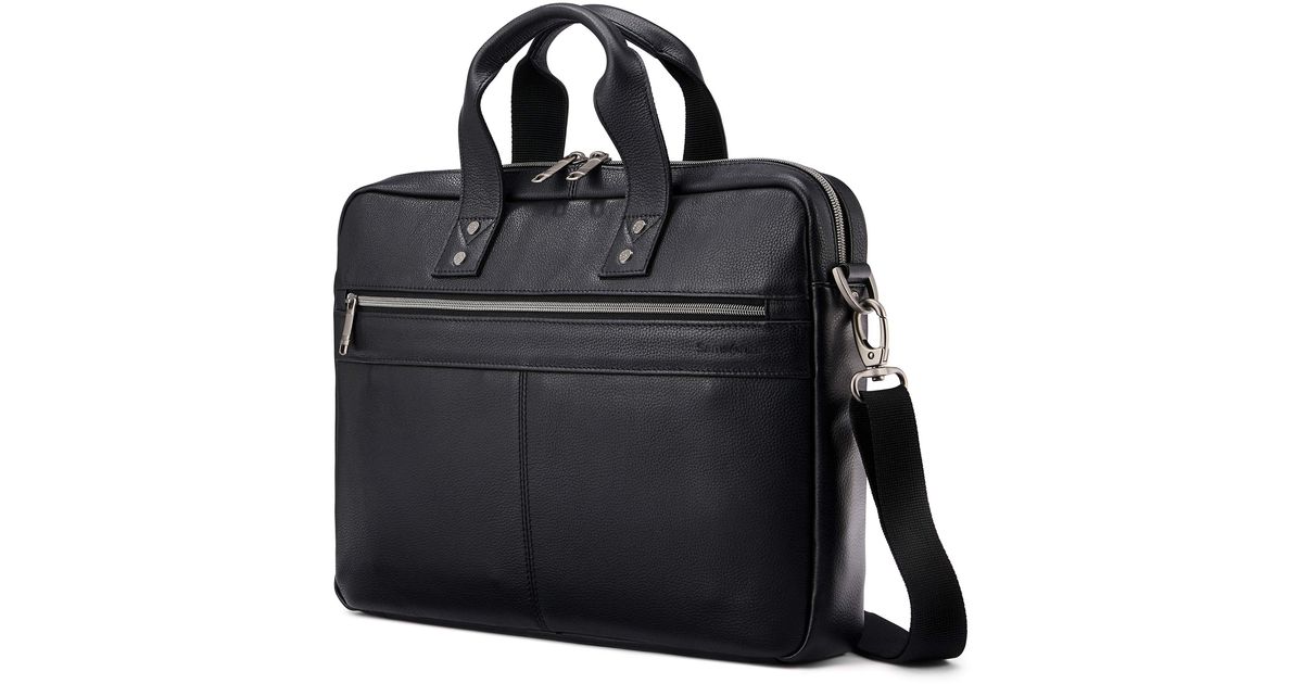 Samsonite Classic Leather Slim Brief in Black | Lyst UK