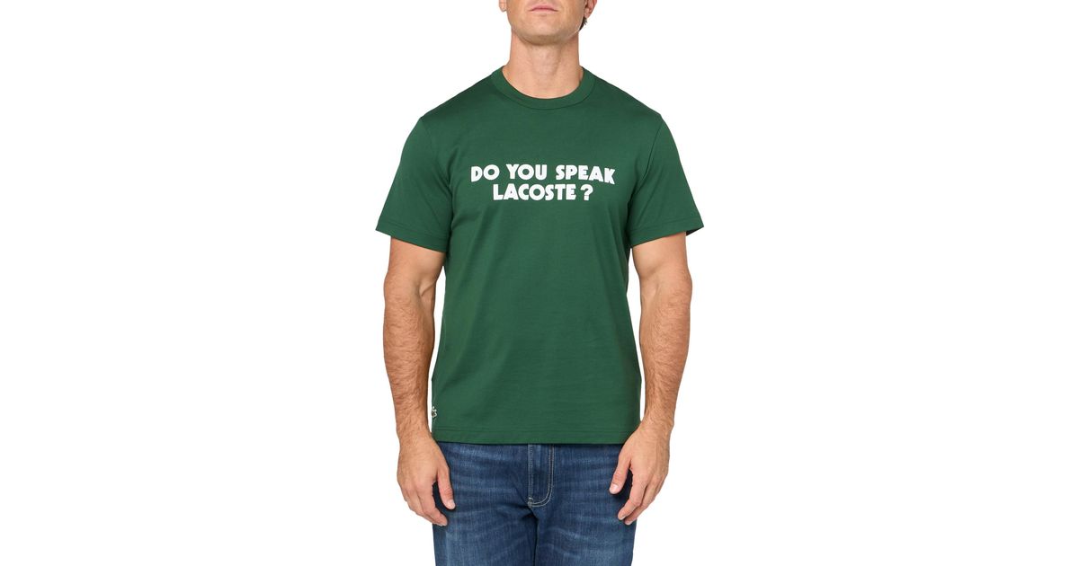 Lacoste Short Sleeve Relaxed Fit Tee Shirt W/crocodile Wording in Green ...