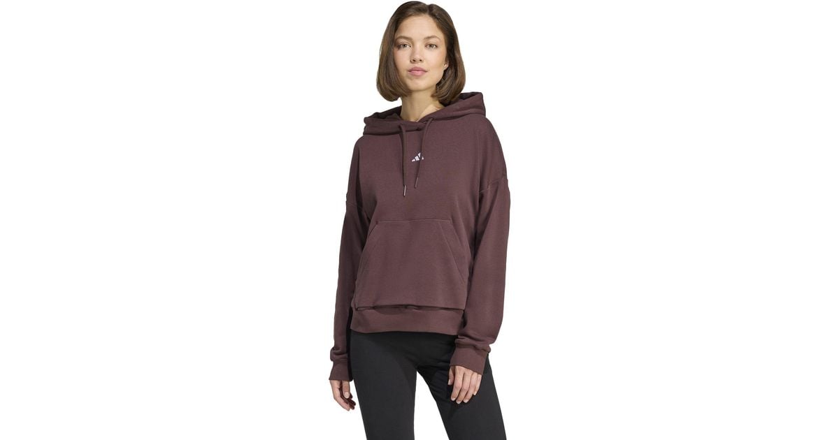 adidas Essentials Small Logo Feel Cozy Hoodie in Purple | Lyst UK