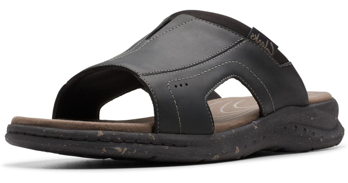 Clarks Collection Walkford Band Slide Sandal in Black for Men | Lyst