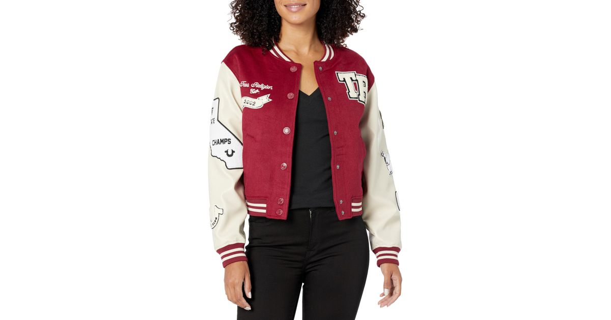 True Religion Brand Jeans True Varsity Jacket in Red | Lyst