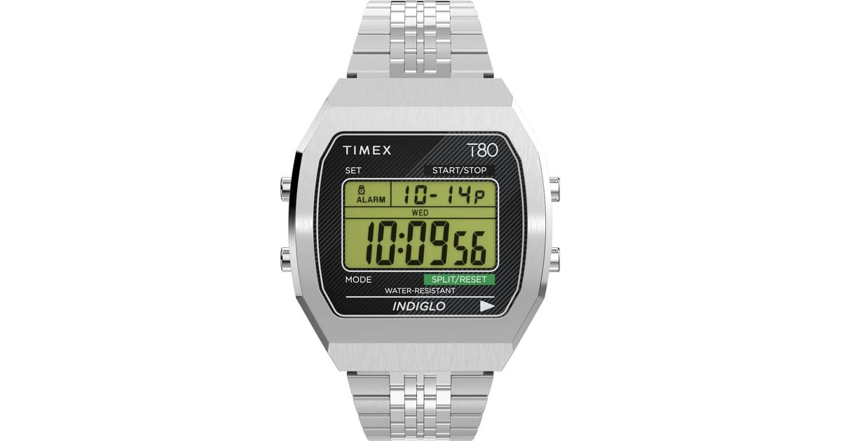 Timex Stainless Steel Band Digital Dial Stainless Steel in Metallic | Lyst