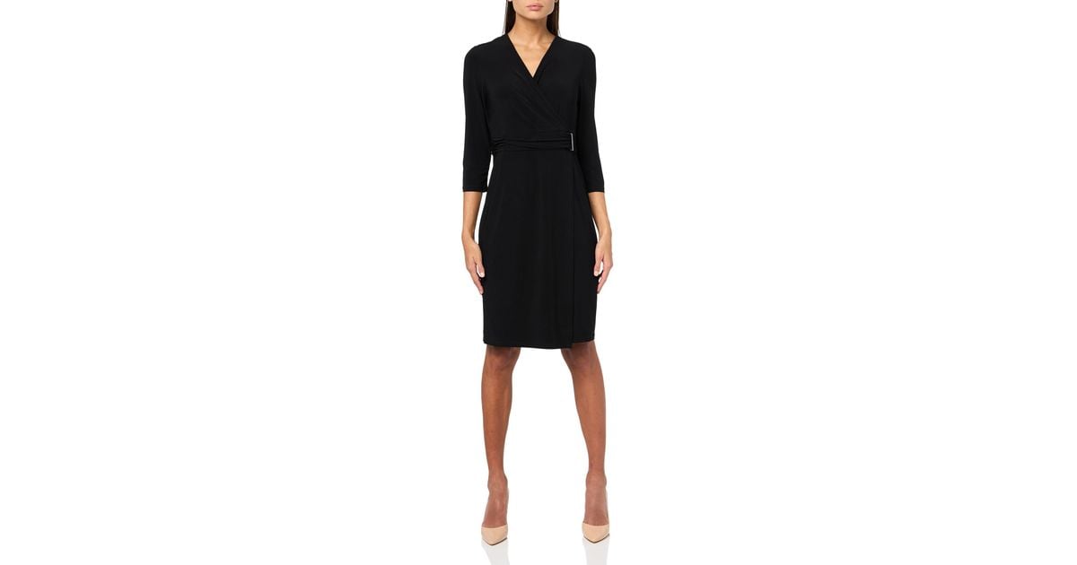 Kasper Wrap Dress W/wb & Bar Trim in Black | Lyst