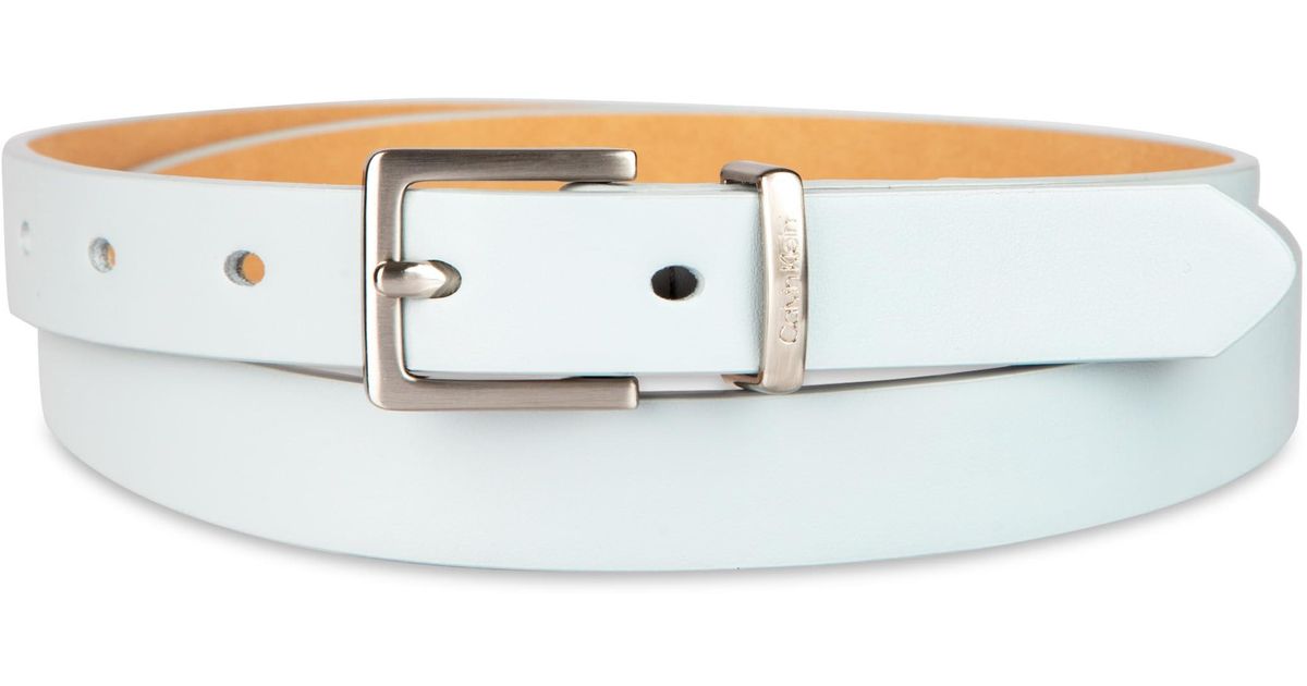 Calvin Klein Metal Loop Skinny Dress Belt in Blue | Lyst